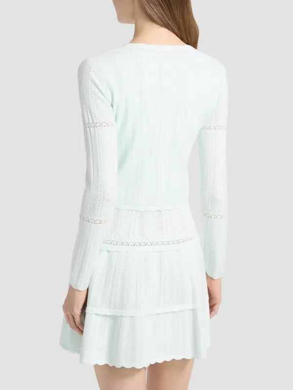 LoveShackFancy Nadiya Scalloped Trim Cardigan - Dusty Lagoon