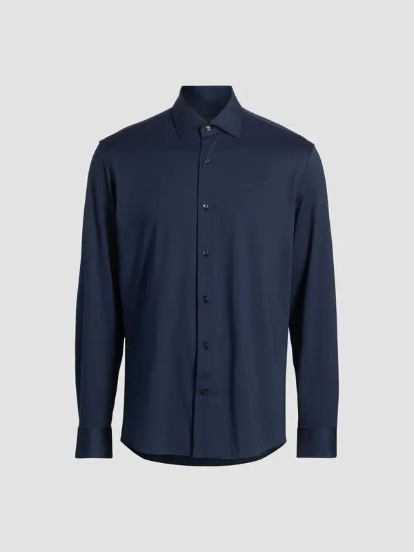 SAKS FIFTH AVENUE Collection Stretch Soild Shirt - Navy