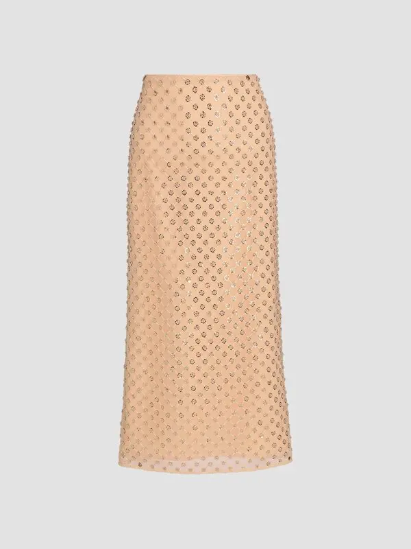 MILLY Rosemary Sequined Midi-skirt - Tan