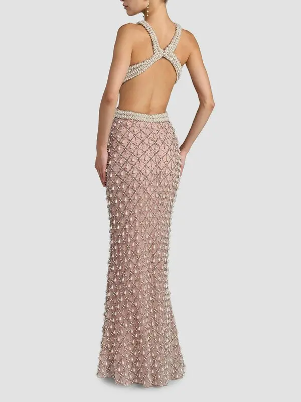 Mac Duggal Embellished Cut-out Halterneck Gown