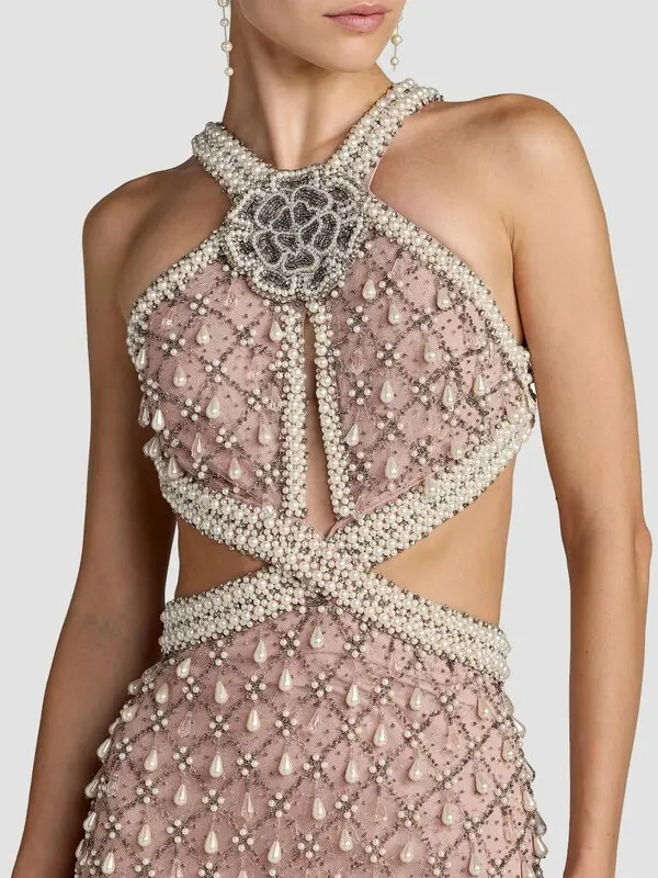 Mac Duggal Embellished Cut-out Halterneck Gown