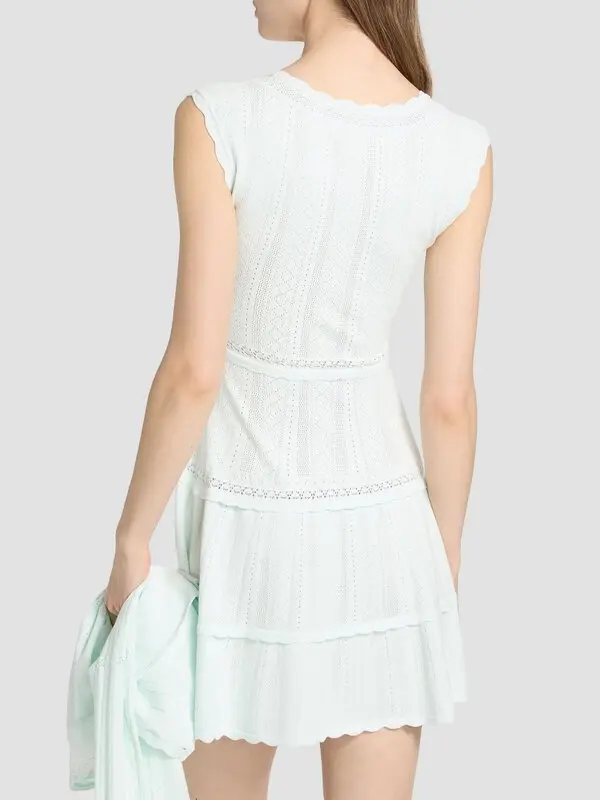 LoveShackFancy Laighton Pointelle-knit Tiered Minidress