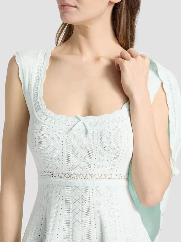 LoveShackFancy Laighton Pointelle-knit Tiered Minidress