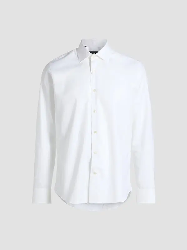 SAKS FIFTH AVENUE Collection Herringbone Cotton Dress Shirt - White