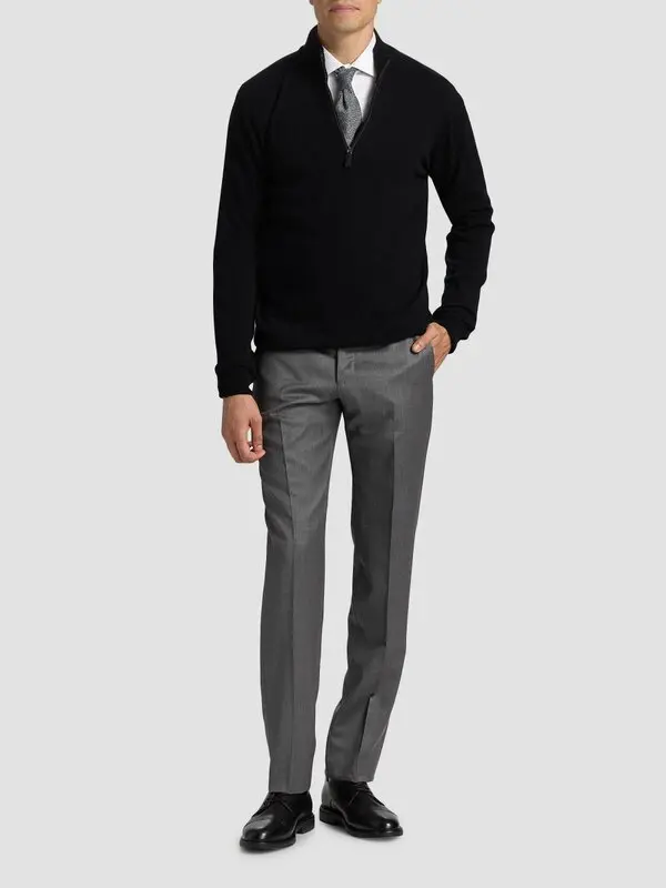 SAKS FIFTH AVENUE Collection Herringbone Cotton Dress Shirt
