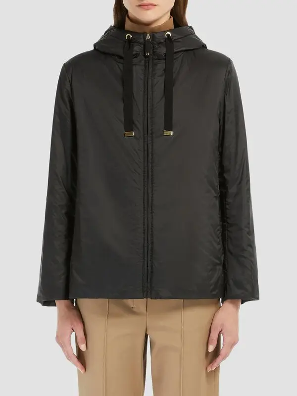 Max Mara Padded Hooded Jacket In Water Repellent Canvas - Black