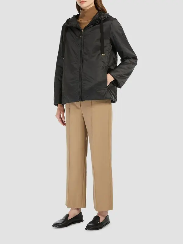 Max Mara Padded Hooded Jacket In Water Repellent Canvas - Black