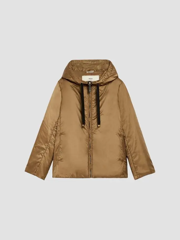 Max Mara Padded Hooded Jacket In Water Repellent Canvas - Caramel