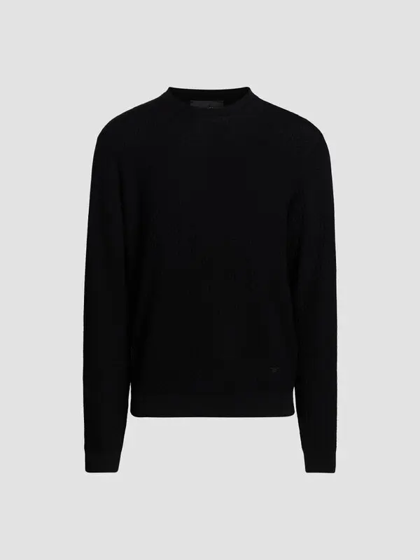 Emporio Armani Tonal Basket Weave Virgin Wool Sweater