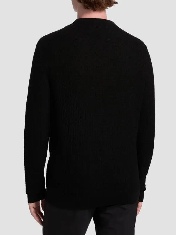 Emporio Armani Tonal Basket Weave Virgin Wool Sweater