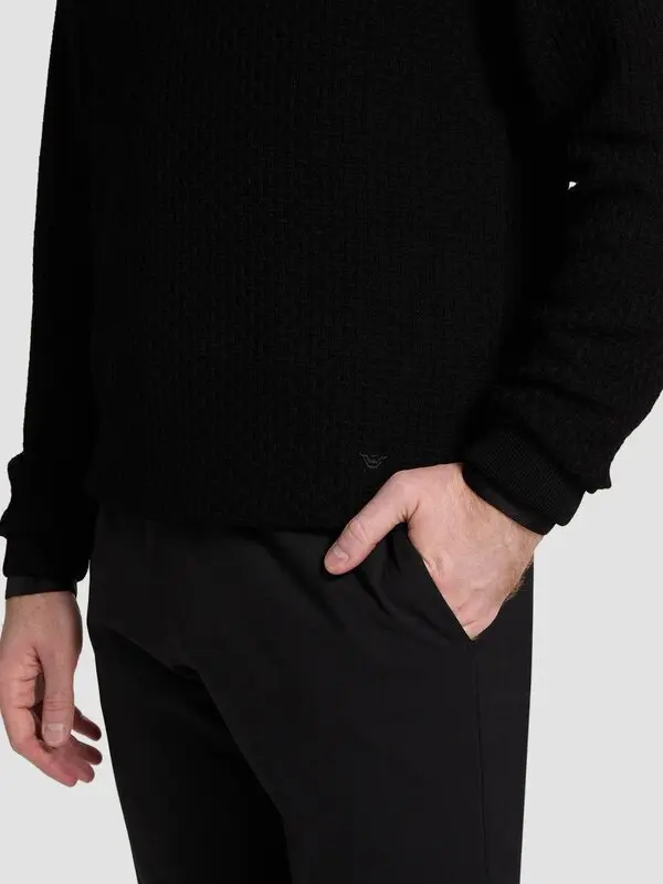 Emporio Armani Tonal Basket Weave Virgin Wool Sweater
