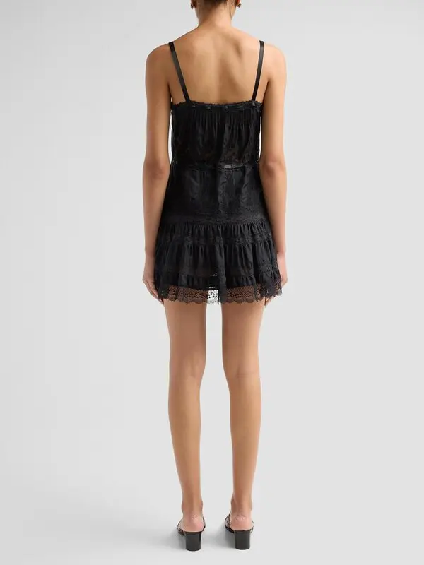 LoveShackFancy Saphirae Lace-trim Mini Dress