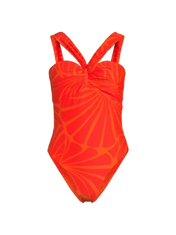 MILLY Betsy Abstract Kai Print Bandeau One-piece Swimsuit