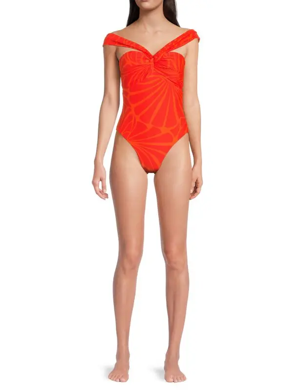 MILLY Betsy Abstract Kai Print Bandeau One-piece Swimsuit