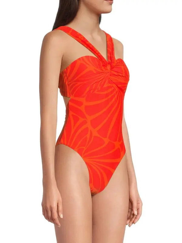 MILLY Betsy Abstract Kai Print Bandeau One-piece Swimsuit