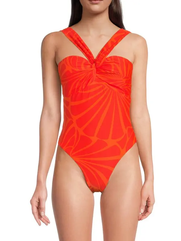 MILLY Betsy Abstract Kai Print Bandeau One-piece Swimsuit