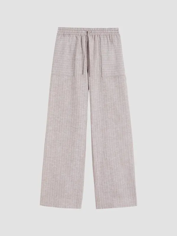 Max Mara Striped Cotton And Linen Trousers