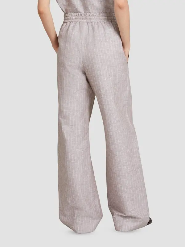 Max Mara Striped Cotton And Linen Trousers