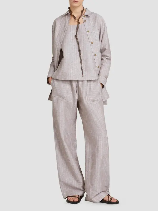 Max Mara Striped Cotton And Linen Trousers
