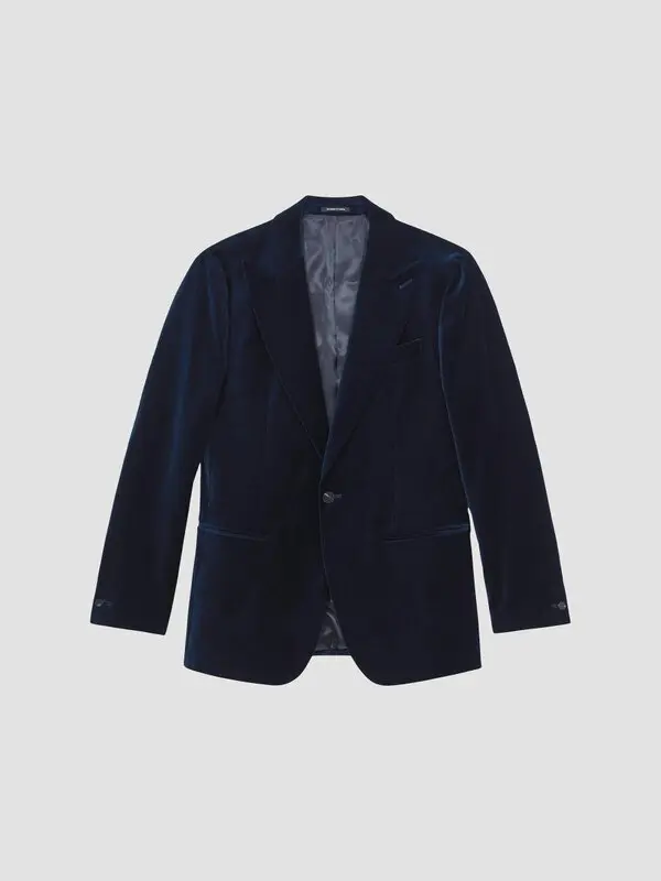 REISS Apsara Velvet Blazer - Navy
