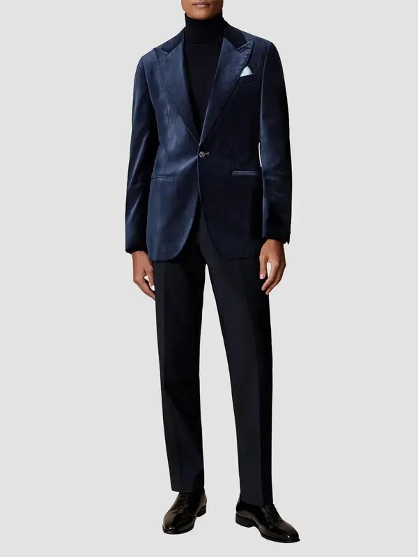 REISS Apsara Velvet Blazer - Navy