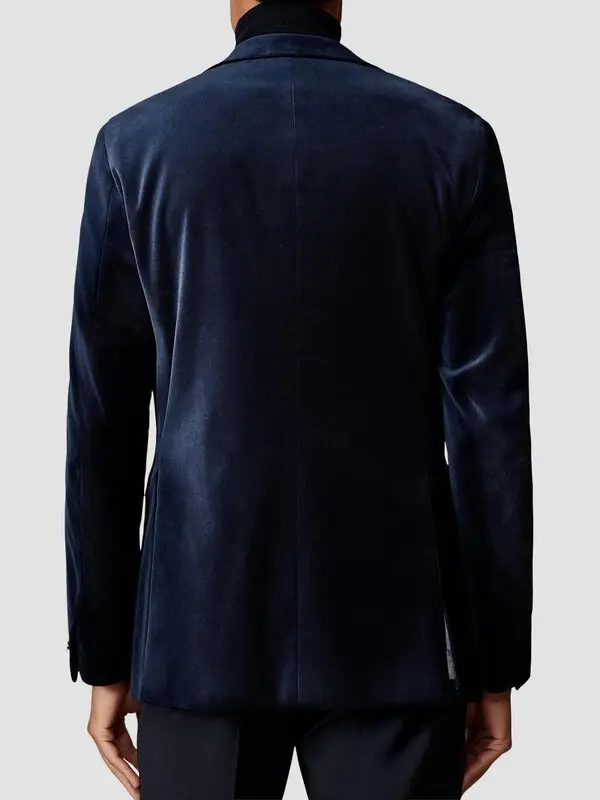 REISS Apsara Velvet Blazer - Navy