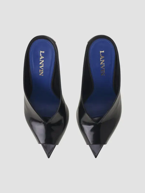 LANVIN Midnight Step Mules In Patent Leather