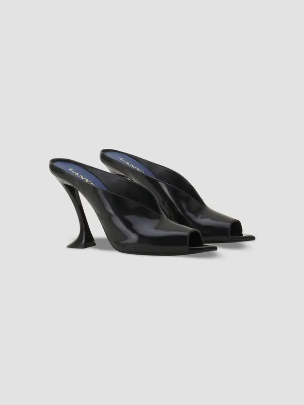LANVIN Midnight Step Mules In Patent Leather