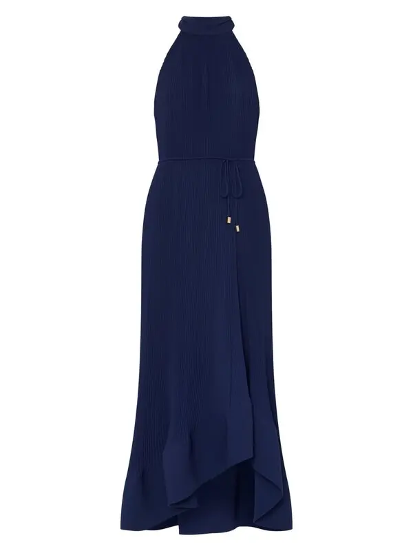 MILLY Nalani Pleated Midi-dress - Navy