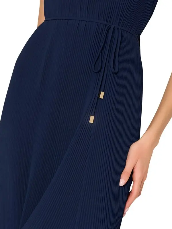 MILLY Nalani Pleated Midi-dress - Navy