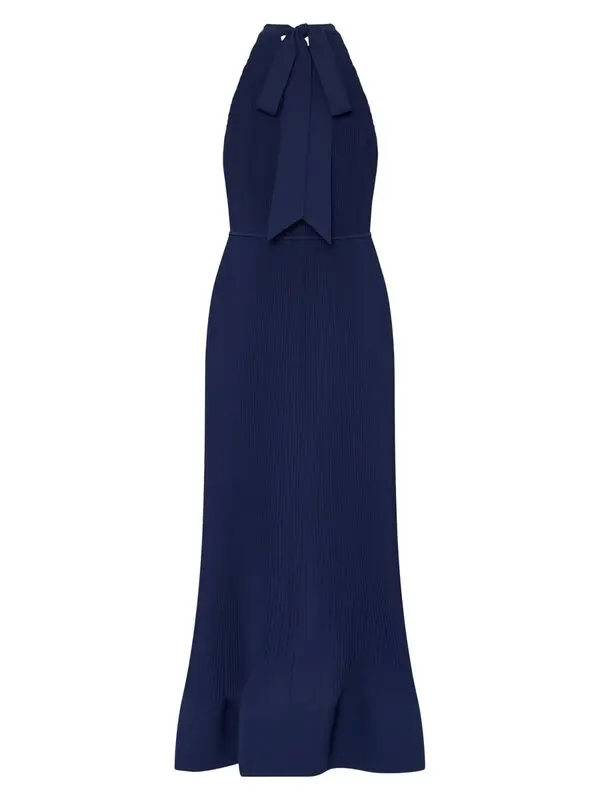 MILLY Nalani Pleated Midi-dress - Navy