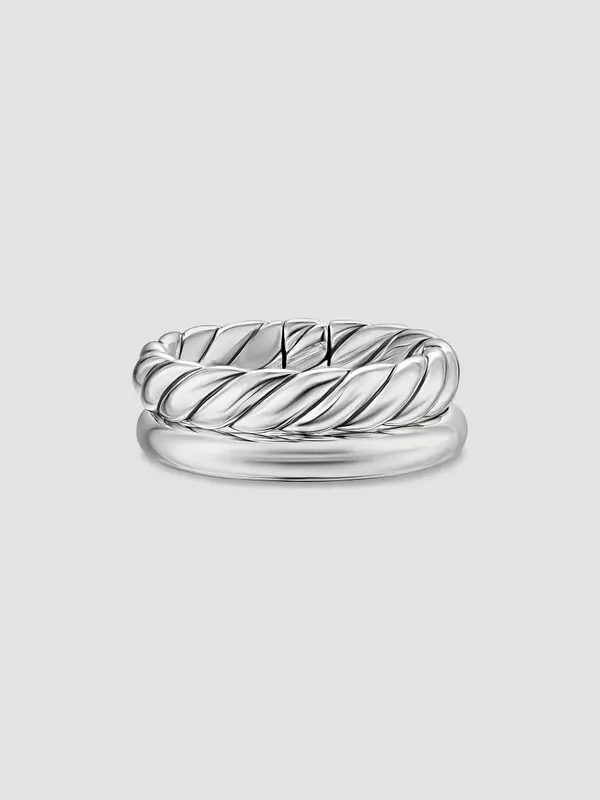 David Yurman Dy Mercer Two Row Ring In Sterling 8mm