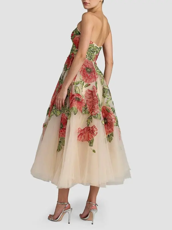 Mac Duggal Floral-embroidered A-line Cocktail Dress