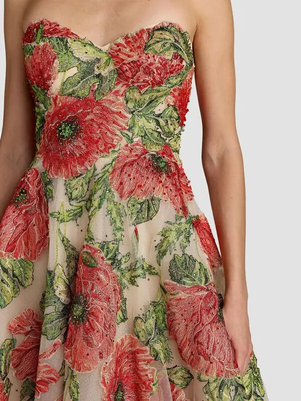Mac Duggal Floral-embroidered A-line Cocktail Dress