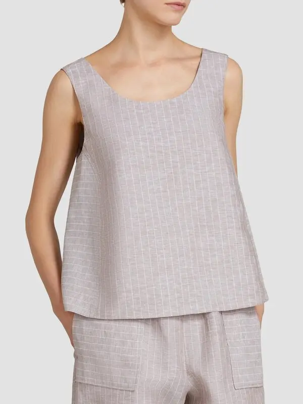 Max Mara Flared Cotton And Linen Canvas Top
