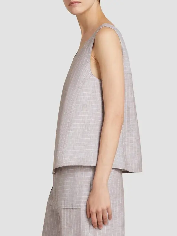 Max Mara Flared Cotton And Linen Canvas Top