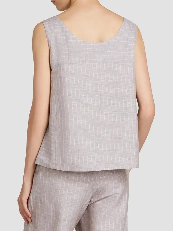 Max Mara Flared Cotton And Linen Canvas Top