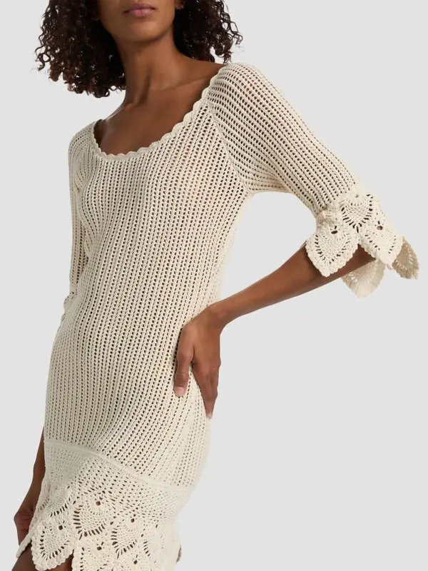 LoveShackFancy Krisella Crochet-knit Cotton Minidress