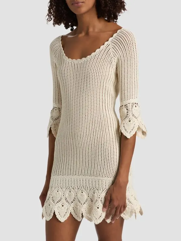 LoveShackFancy Krisella Crochet-knit Cotton Minidress