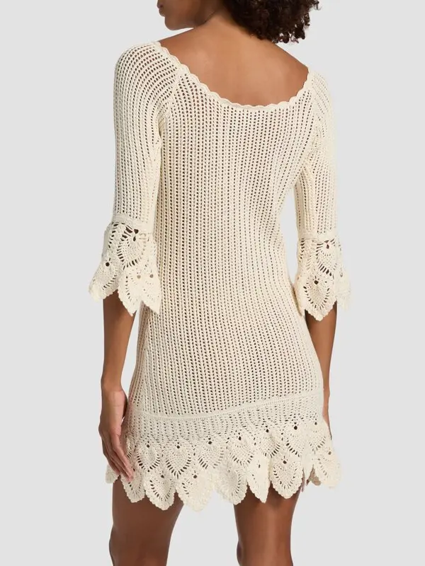LoveShackFancy Krisella Crochet-knit Cotton Minidress