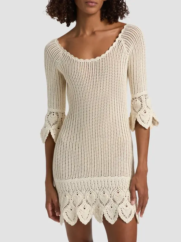 LoveShackFancy Krisella Crochet-knit Cotton Minidress