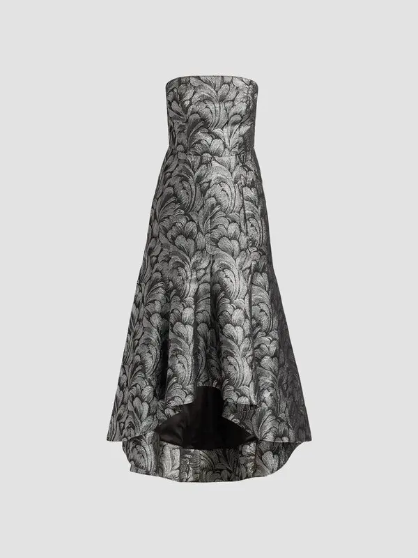 MILLY Diana Feather Jacquard Strapless Midi-dress