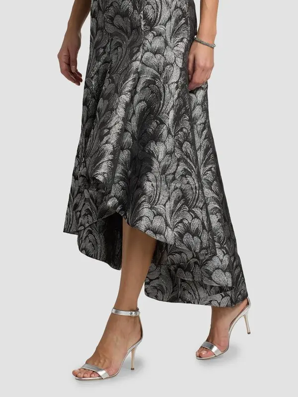 MILLY Diana Feather Jacquard Strapless Midi-dress