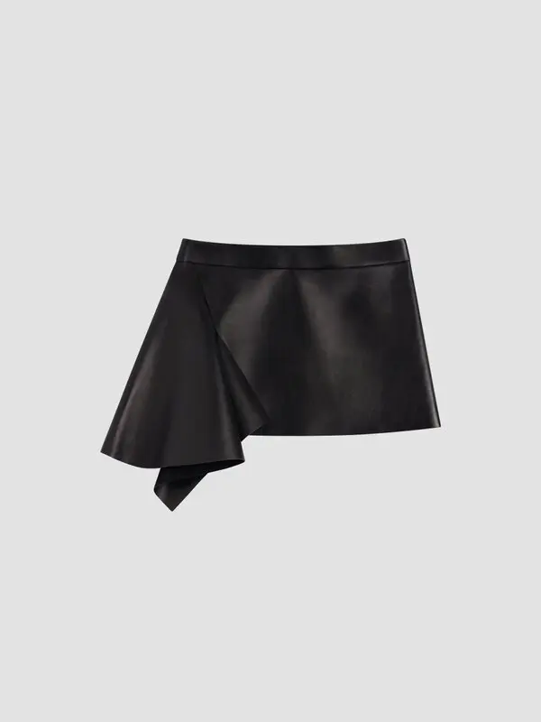 Givenchy Slashed Mini Skirt In Leather - Black