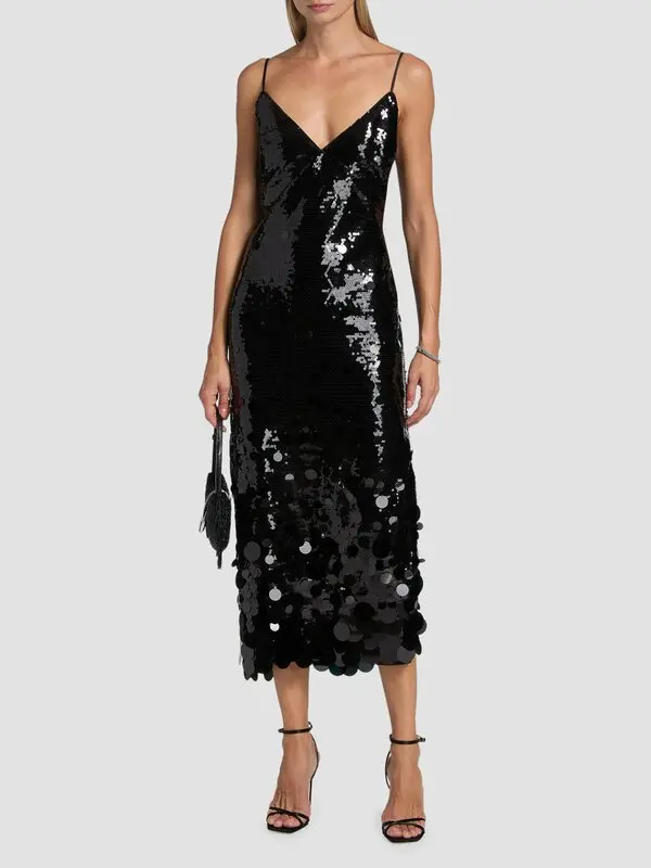 MILLY Rae Sequin-embellished Midi-dress