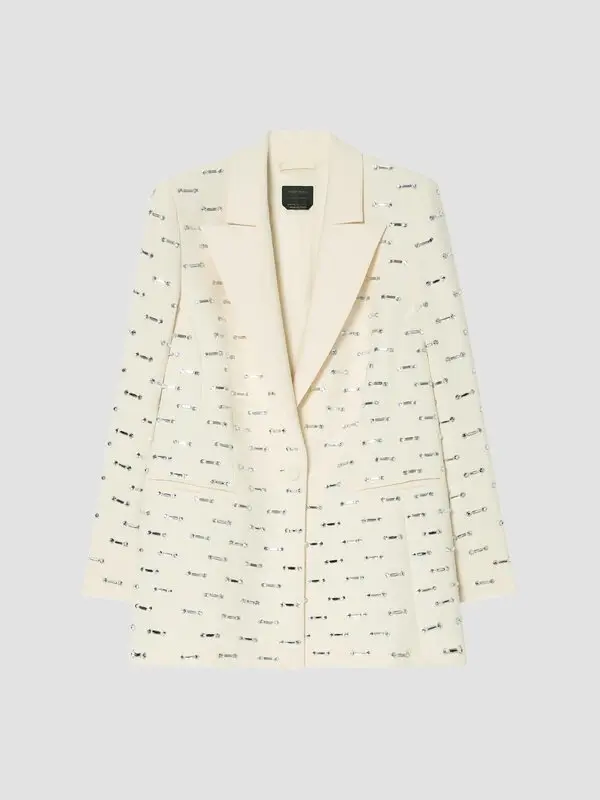 Marina Rinaldi Rhinestone Detail Cady Blazer Jacket - Light Yellow