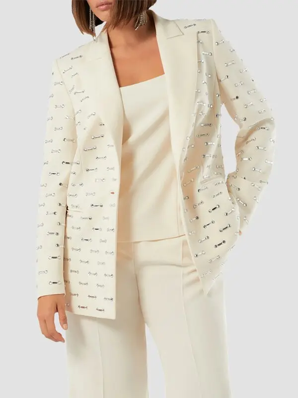 Marina Rinaldi Rhinestone Detail Cady Blazer Jacket - Light Yellow