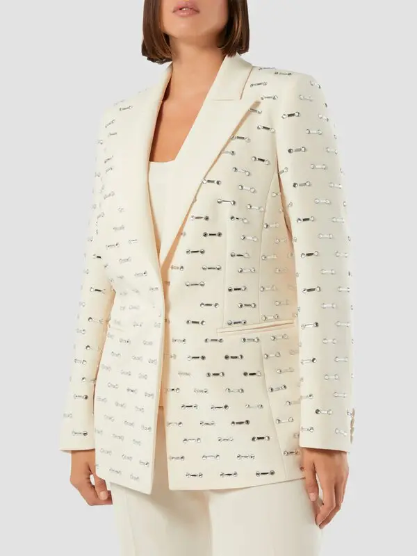 Marina Rinaldi Rhinestone Detail Cady Blazer Jacket - Light Yellow