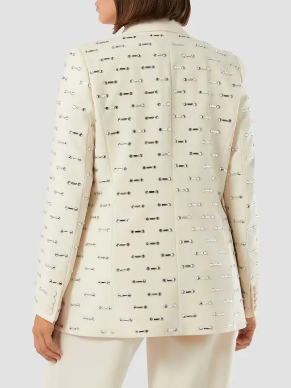 Marina Rinaldi Rhinestone Detail Cady Blazer Jacket - Light Yellow