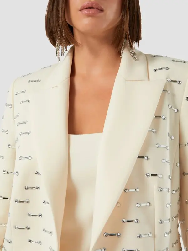 Marina Rinaldi Rhinestone Detail Cady Blazer Jacket - Light Yellow